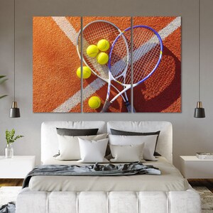 Tennis Racket and Balls Large Wall Painting Tennis Cool Wall Art Ball ...