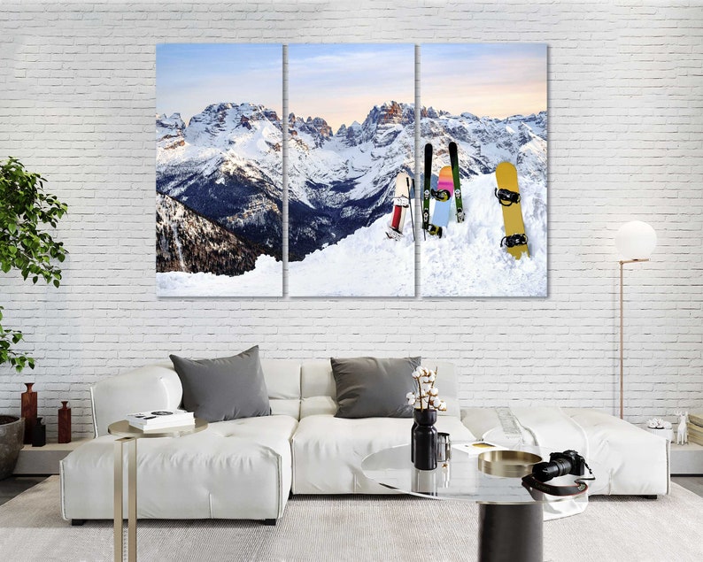 Snowboards Cool Wall Art Snow Mountains Wall Decor | Etsy