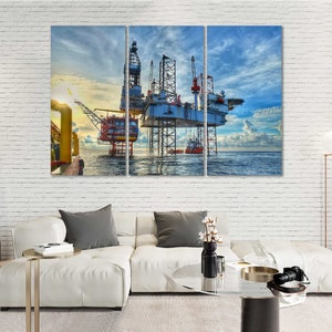 Oil Platform Large Wall Art Oil and Gas Industry Original Painting Art ...