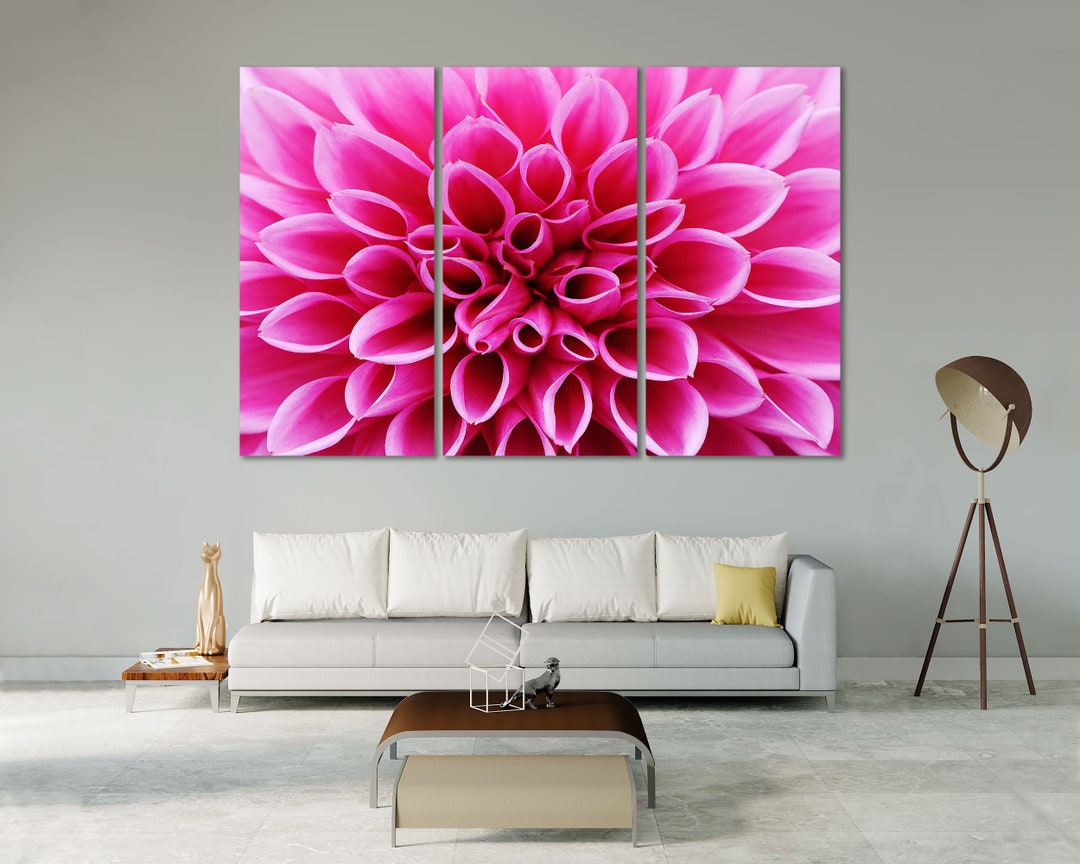 Dahlia Flower on Canvas Art Dahlia Pink Flower Printing on Panels ...