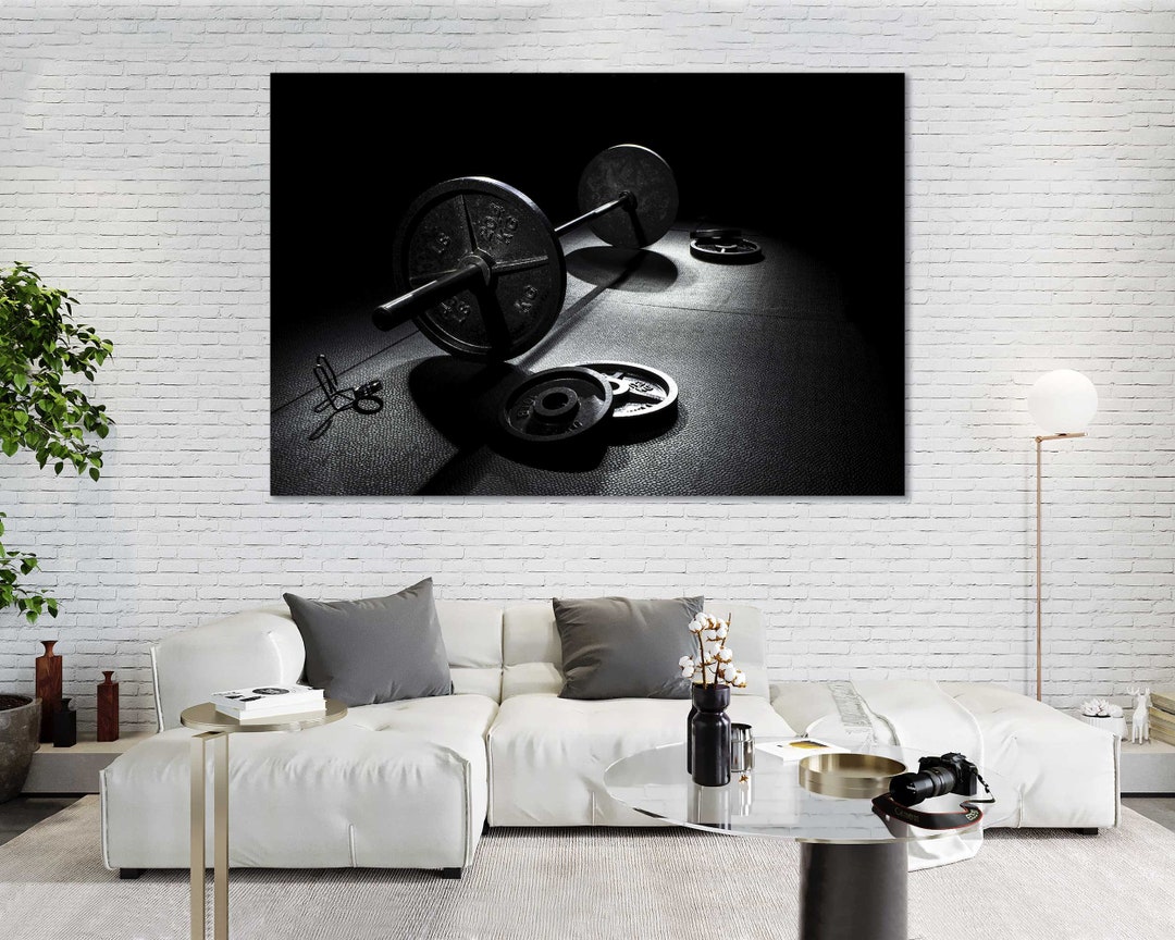 Barbell Print Wall Art GYM Cool Wall Paintings Sport Modern Wall Decor ...