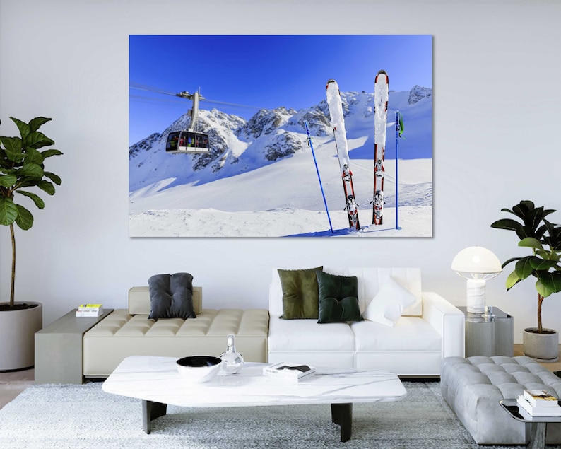Ski and Mountains Original Wall Decor Ski Prints Art on Canvas - Etsy