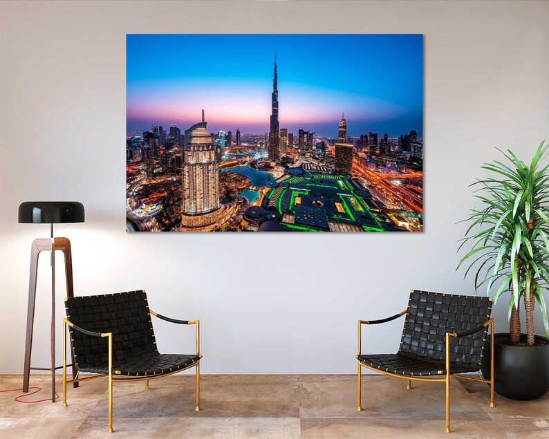 Dubai Skyline Canvas Print – Vibrant Cityscape Wall Art - Etsy