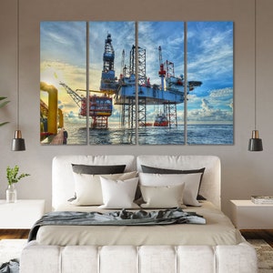 Oil Platform Large Wall Art Oil and Gas Industry Original Painting Art ...