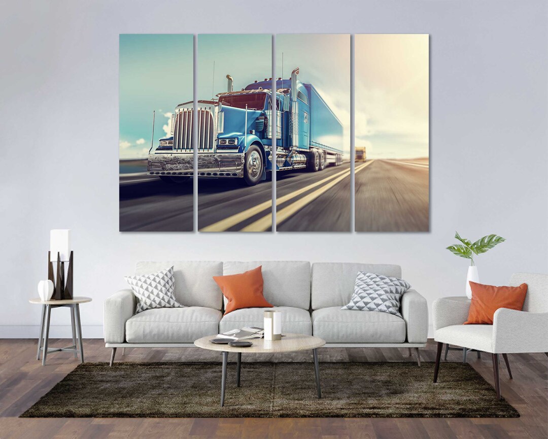 Blue Truck Canvas Print | Modern Transportation Wall Art - Etsy
