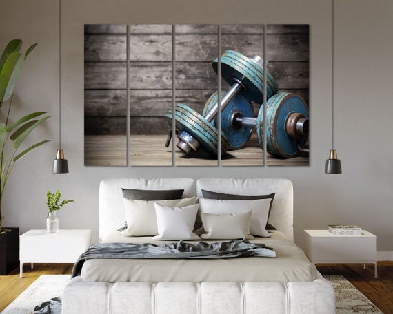 Dumbbells Modern Wall Art Dumbbells Wall Decor Images GYM | Etsy