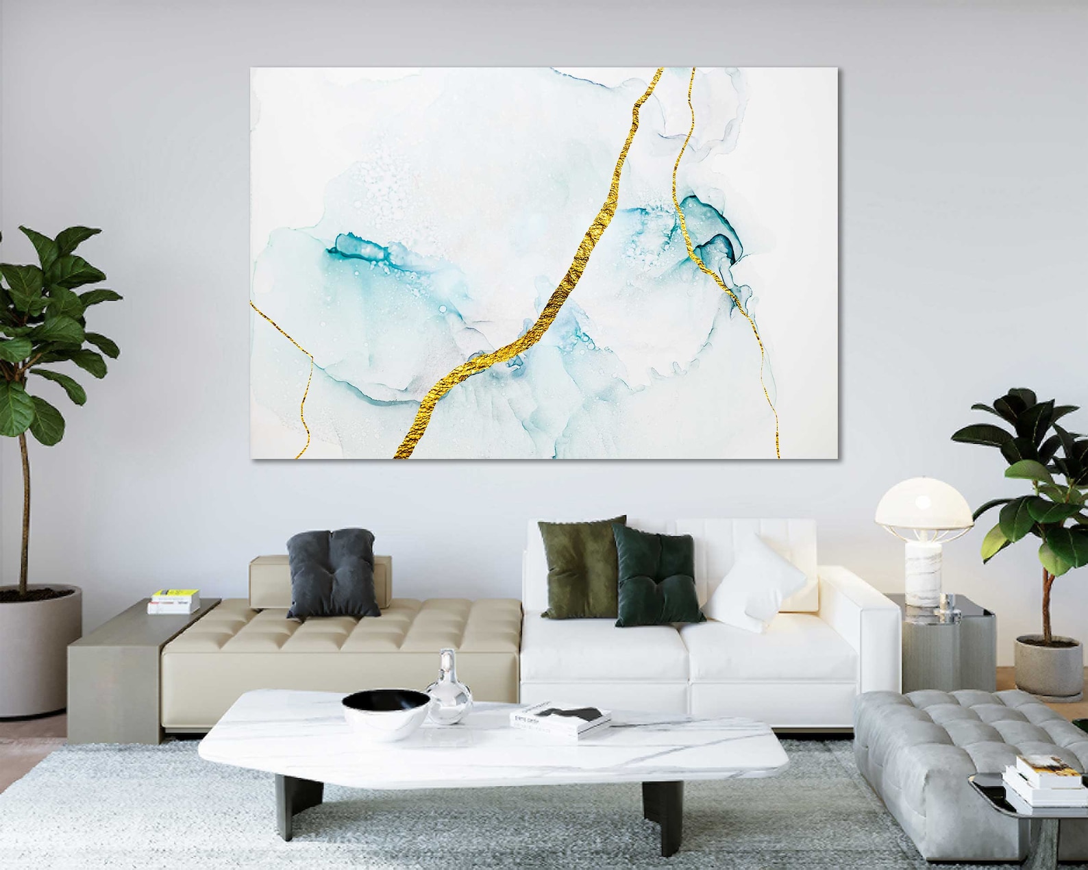 Bright Gold Marble Abstract Large Wall Art Abstract Interior | Etsy