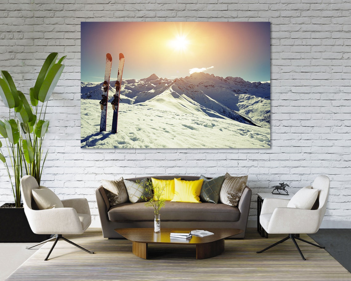 Ski Modern Wall Art Ski Prints Art on Canvas Skiing Wall Art | Etsy