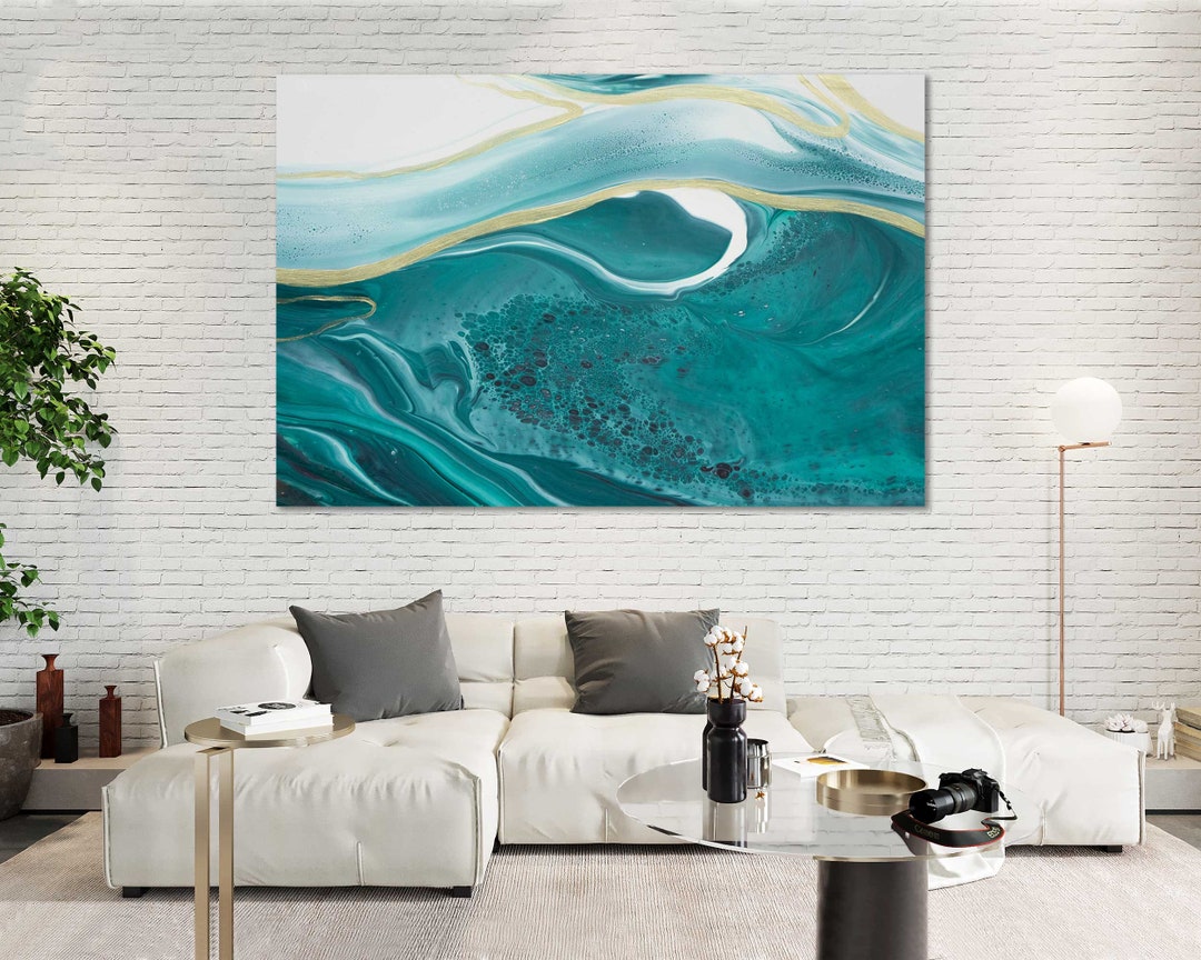 Original Wave Abstract Art Home Decor Art Aqua Abstract Art Stylish ...