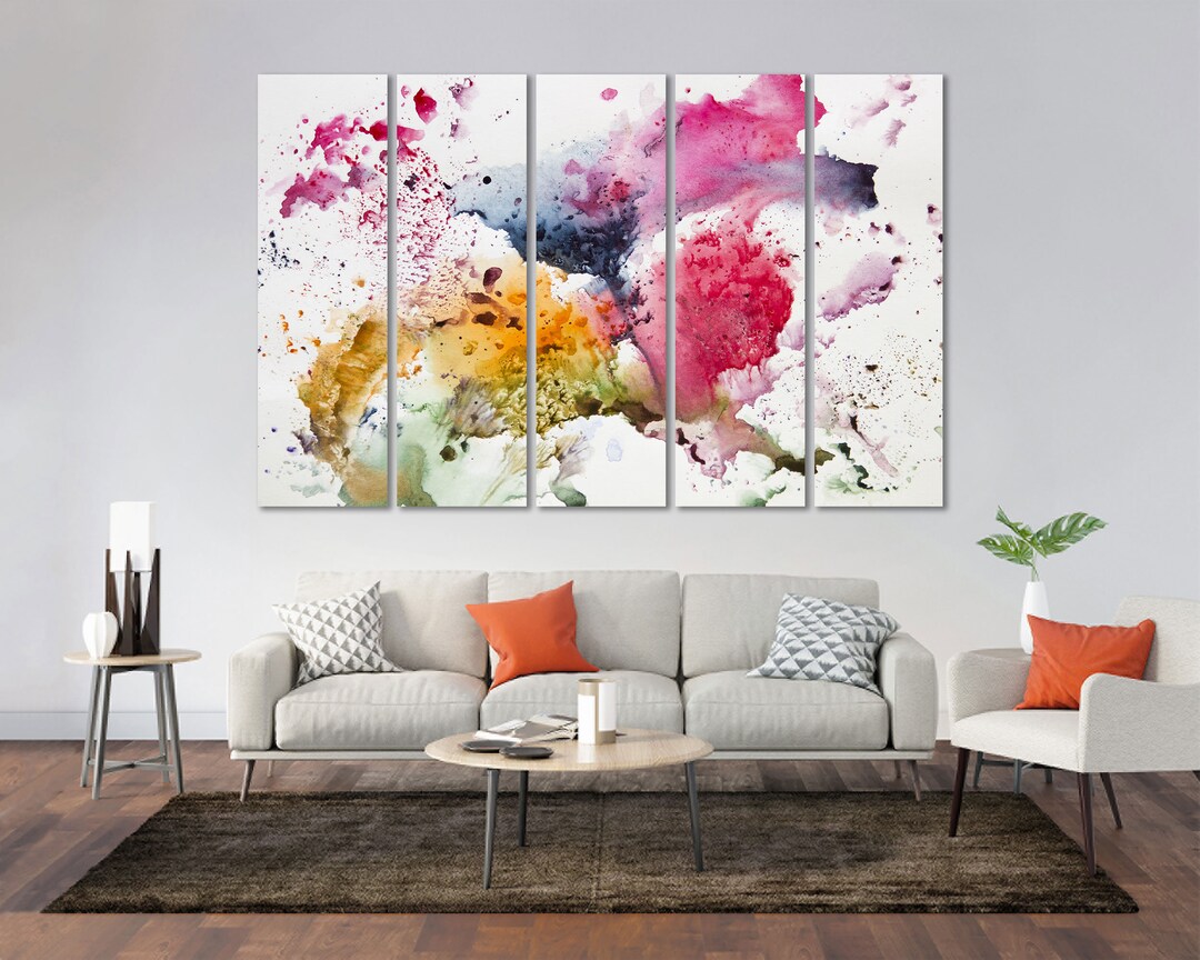 Watercolor Strokes on Canvas Sets Abstract Canvas Decor for Extra Large ...
