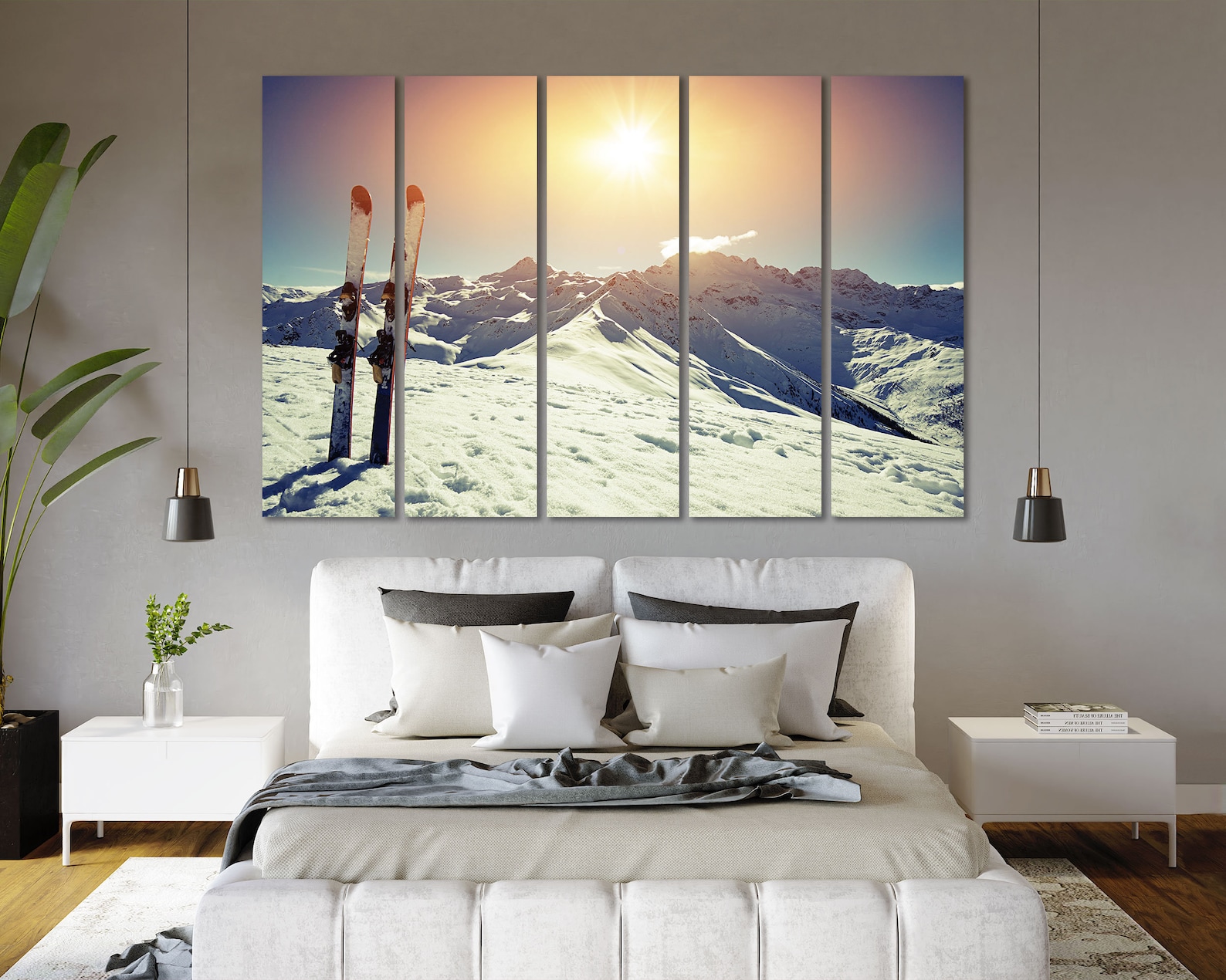 Ski Modern Wall Art Ski Prints Art on Canvas Skiing Wall Art - Etsy