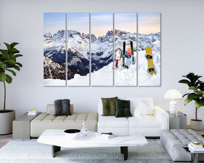 Snowboard and Ski Canvas Print – Winter Mountain Alpine Landscape - Etsy