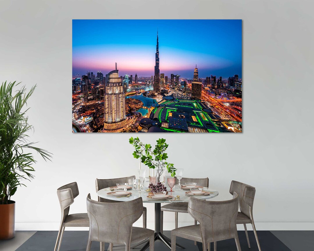 Dubai Skyline Canvas Print – Vibrant Cityscape Wall Art - Etsy
