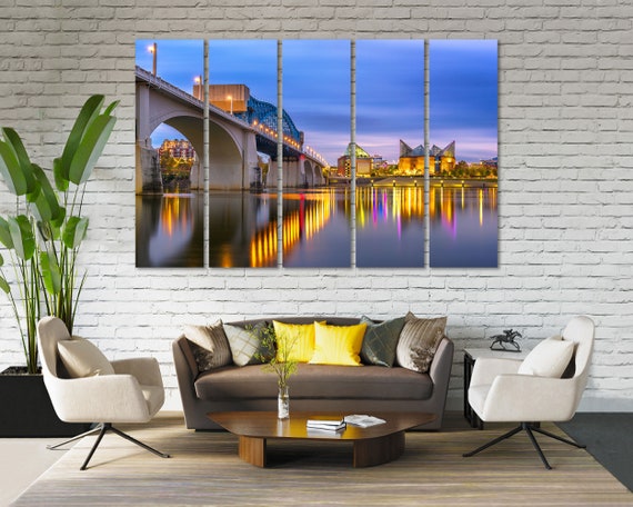 Big Tennessee River Bridge Chattanooga Cityline on Canvas - Etsy
