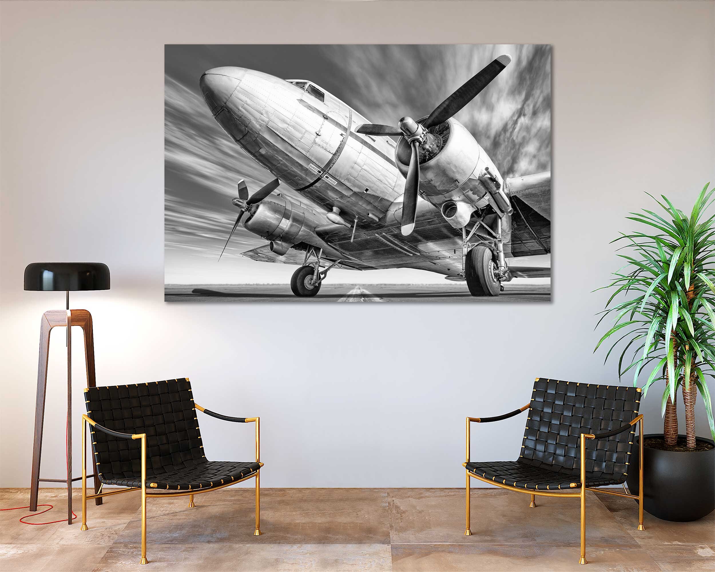 Vintage Aircraft Modern Canvas Wall Art Airplane Bedroom Wall Decor ...