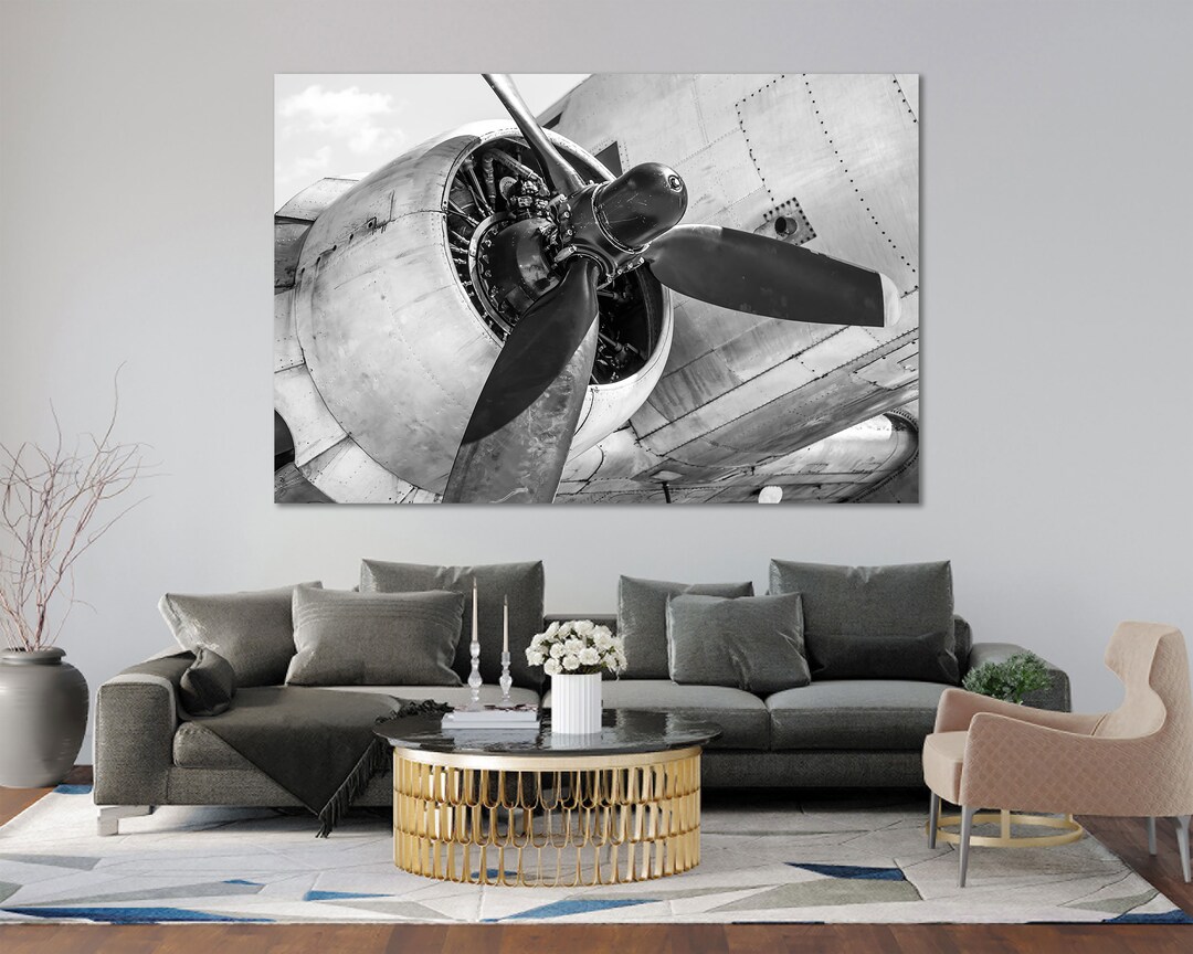 Black and White Aircraft Propeller Canvas Print, Large Wall Art - Etsy