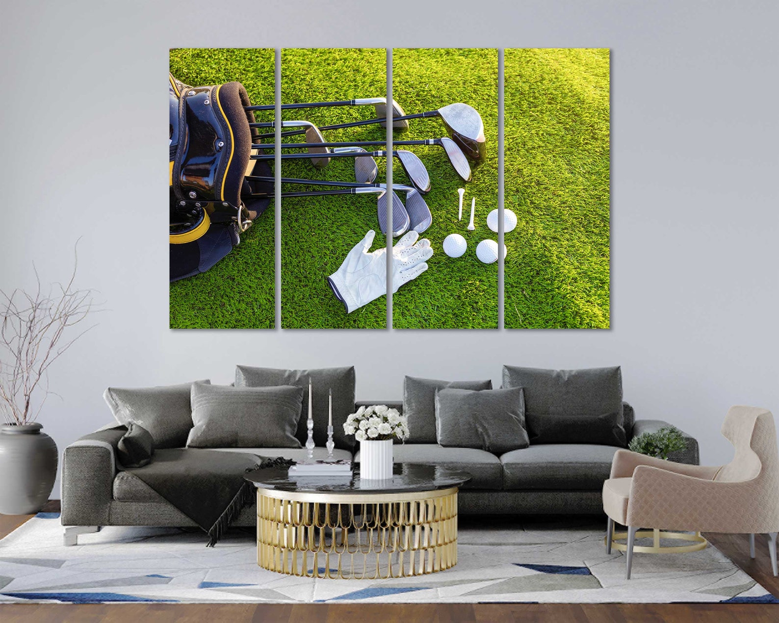 Golf Equipment Original Decor Home Golf Game Modern Wall Art | Etsy