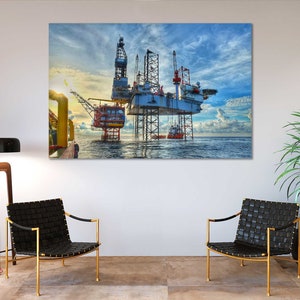 Oil Platform Large Wall Art Oil and Gas Industry Original Painting Art ...