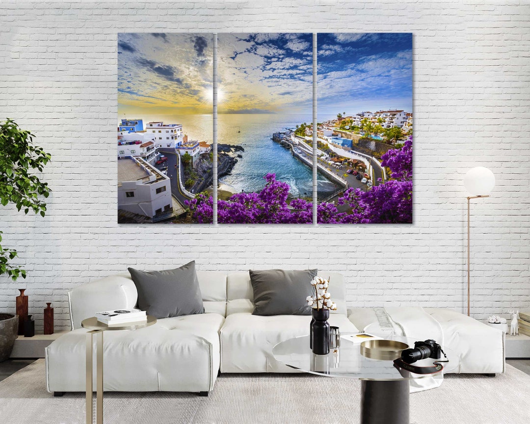 Puerto De Santiago City at Sunrise Room Wall Art Tenerife Living Room ...