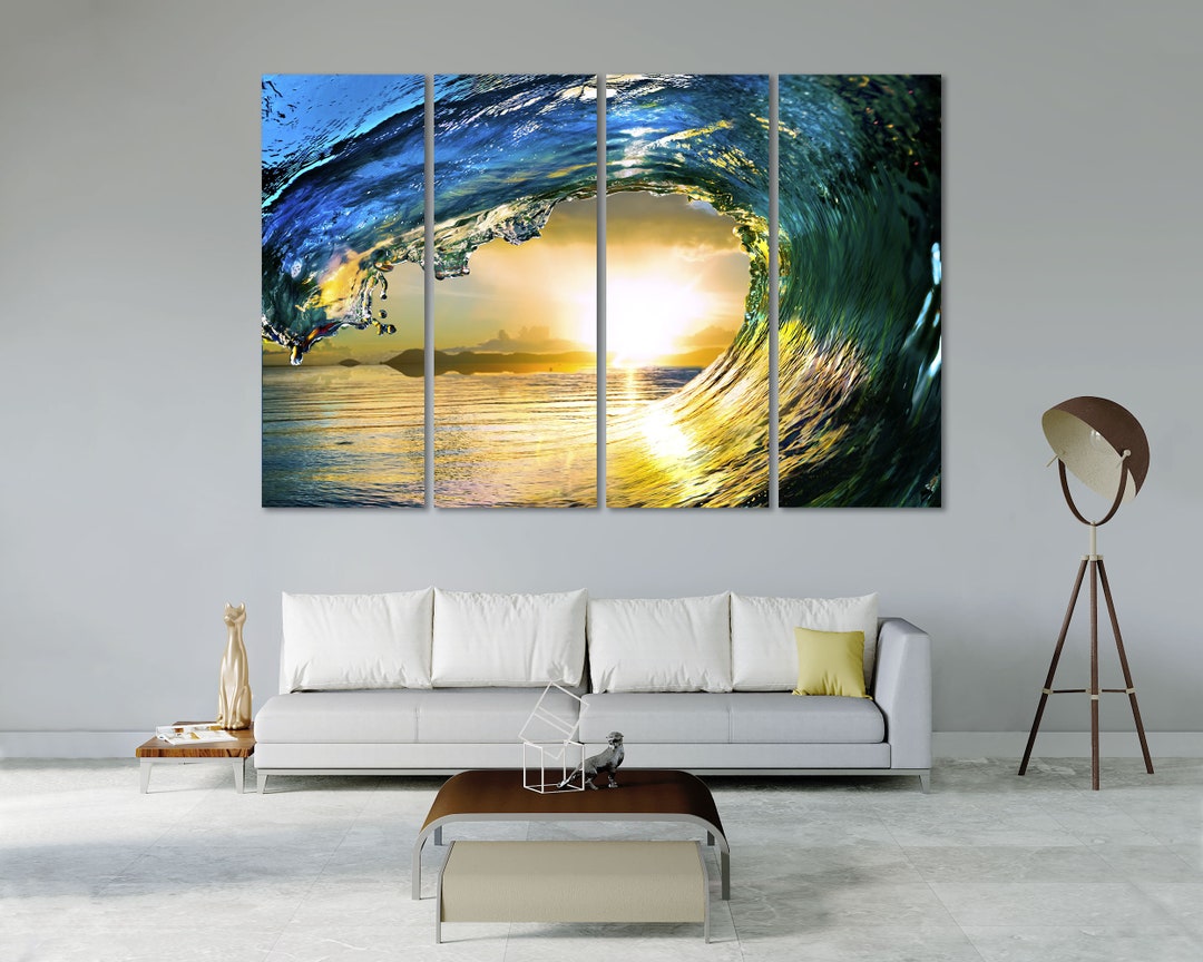 Wave at Sunset Art for Home Wave Modern Art Decor Sea Wave Colorful ...