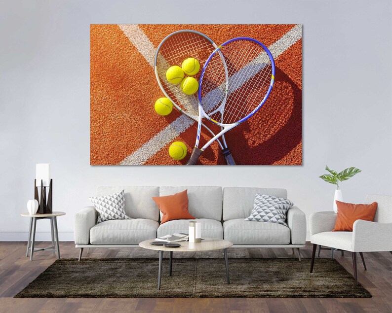 Tennis Racket and Balls Large Wall Painting Tennis Cool Wall | Etsy