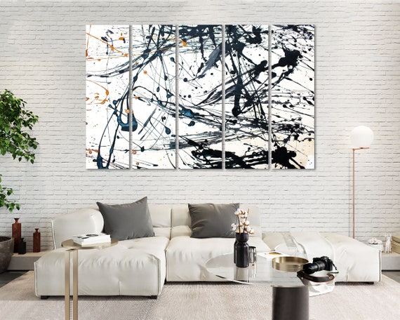 Prints Dark Paint Splatter on Canvas Original Abstractions for Wall ...