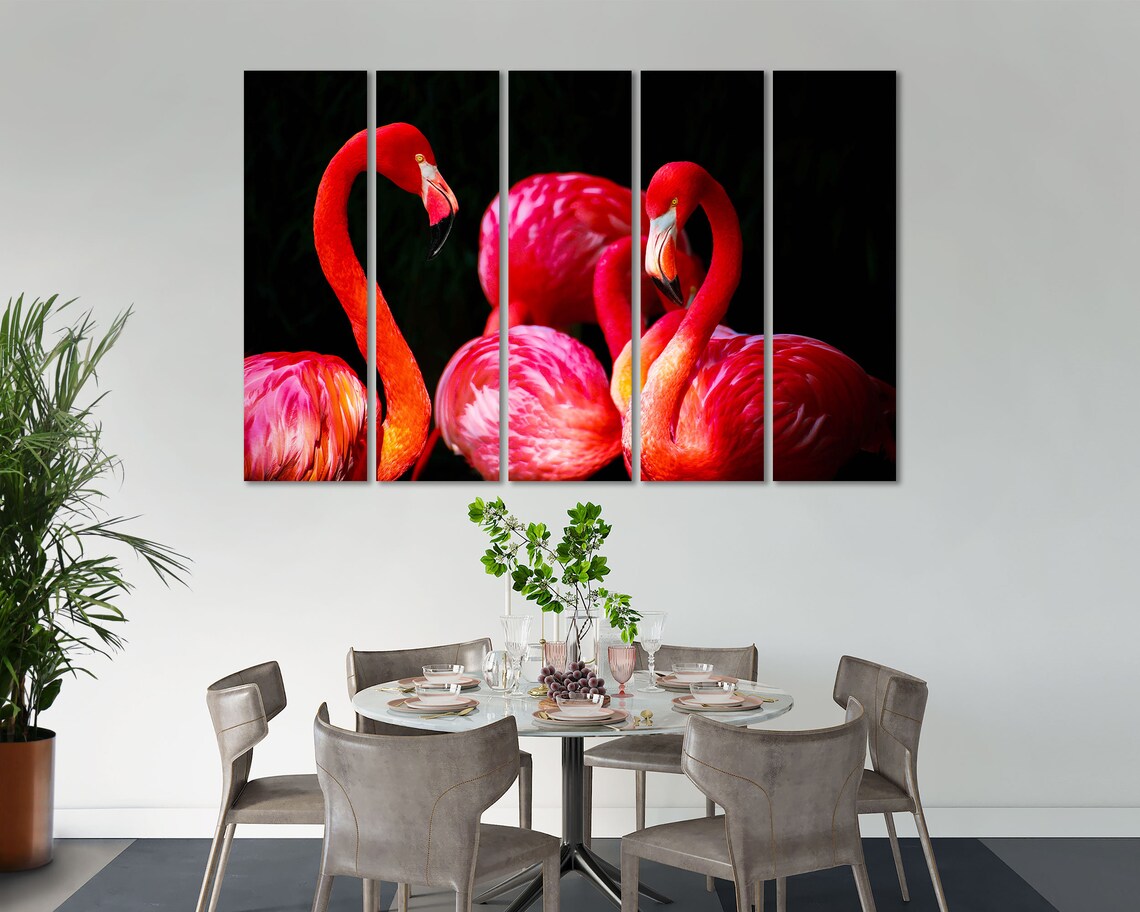 Flamingo Family on Canvas Sets Best Animal Artwork for Wall - Etsy