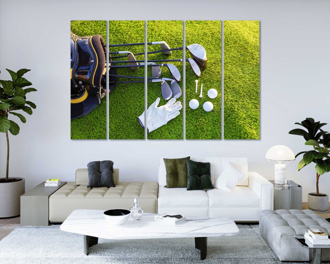 Golf Equipment Original Decor Home Golf Game Modern Wall Art | Etsy
