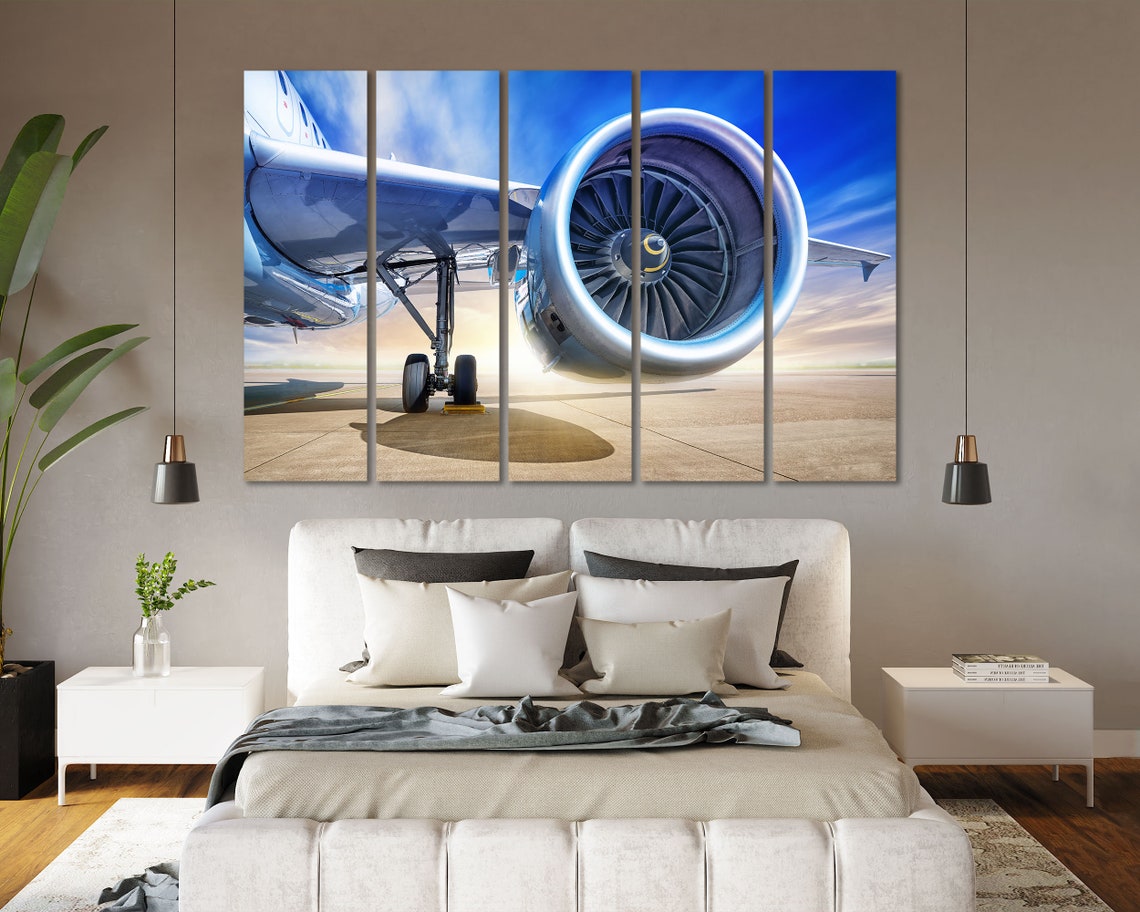 Airliner Wall Art Canvas, Modern Plane Decor for Home Office - Etsy