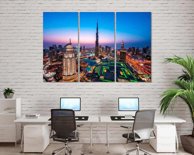 Dubai Skyline Canvas Print – Vibrant Cityscape Wall Art - Etsy