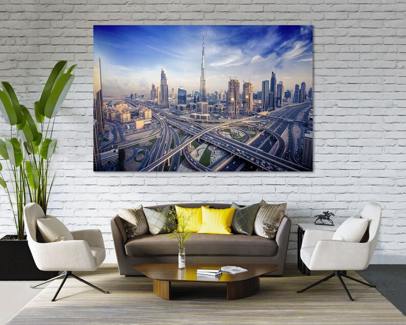 Dubai Skyline Canvas Print, United Arab Emirates Cityscape Wall Art - Etsy