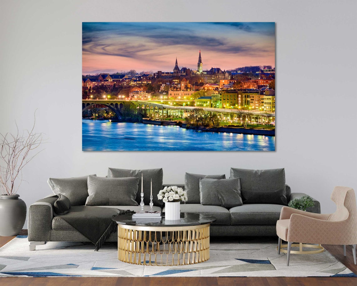 Georgetown skyline on the Potomac River Georgetown Canvas Wall | Etsy