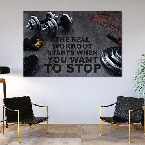 Workout Stylish Art Wall Athletic Canvas Wall Decor Dumbbells | Etsy