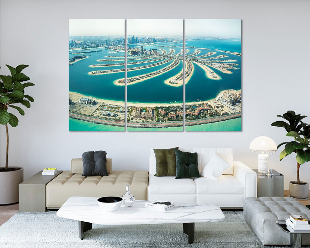 Island in the Form of Palm Tree in Dubai Dubai Cityscape Art on Canvas ...