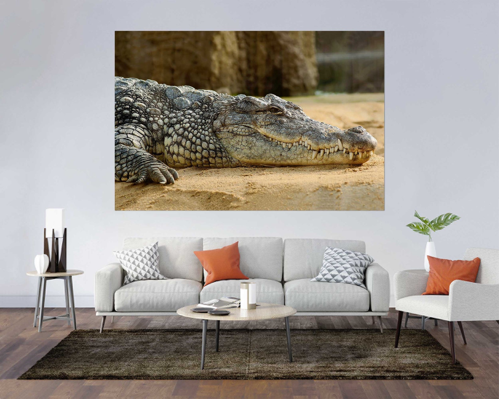 Crocodile Original Canvas Wall Decor for Home Alligator Modern - Etsy