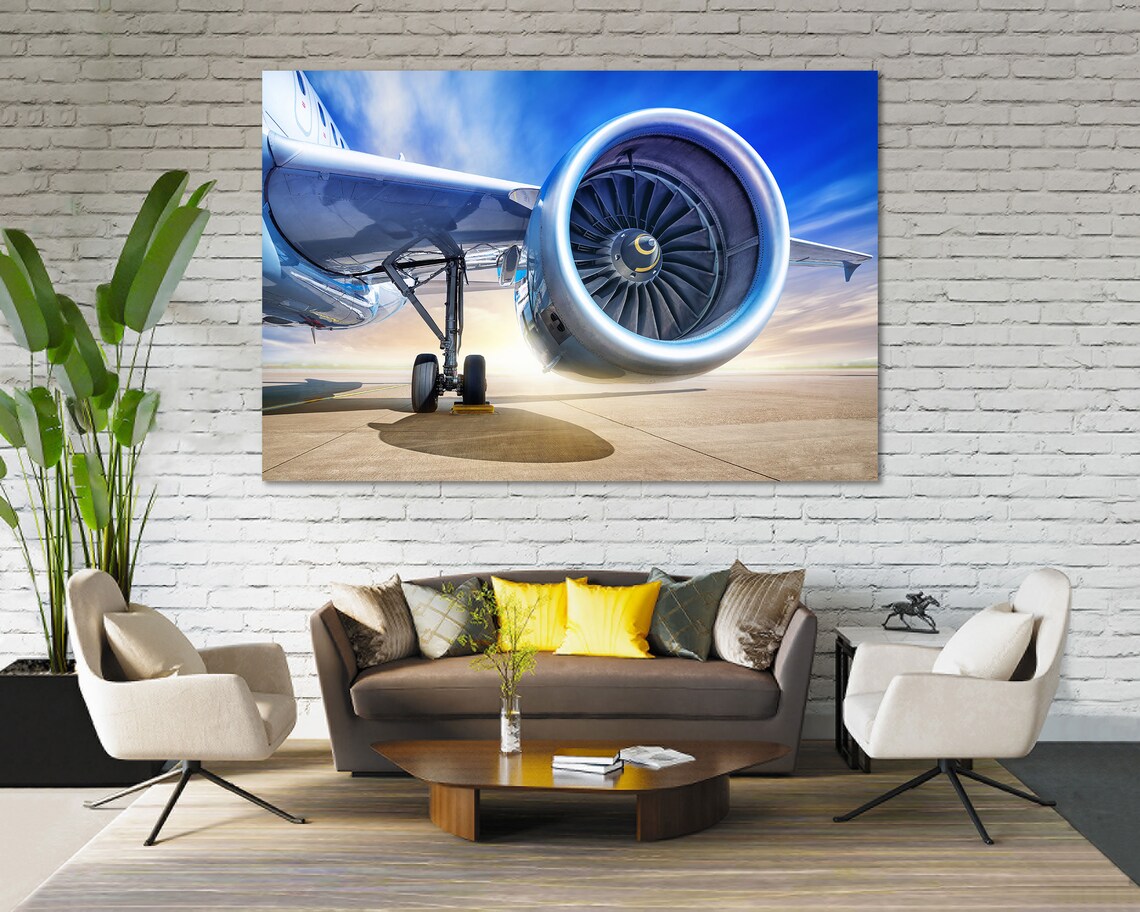 Airliner Wall Art Canvas, Modern Plane Decor for Home Office - Etsy