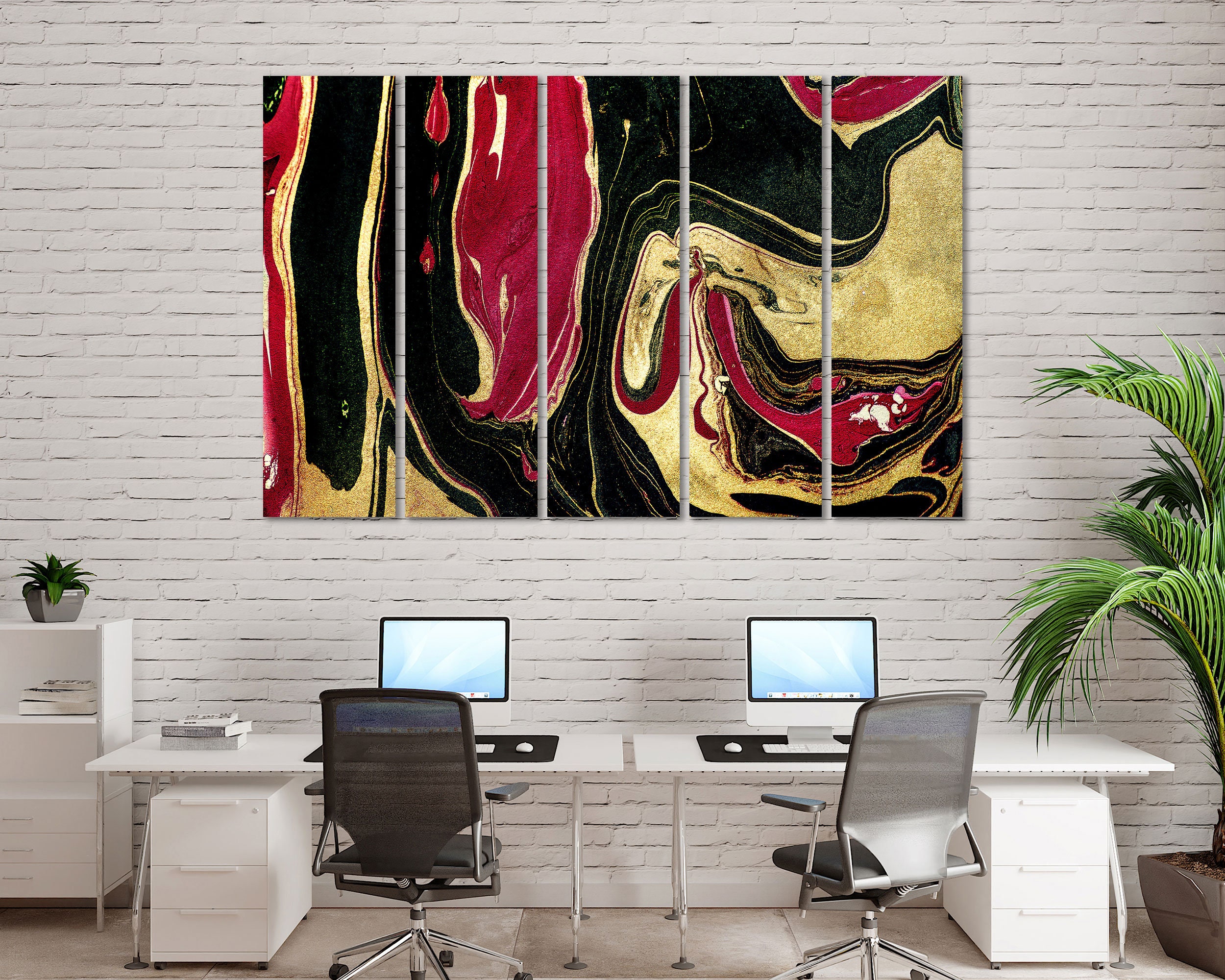 Modern Red Black and Gold Abstract Decor Abstract Art Printing | Etsy