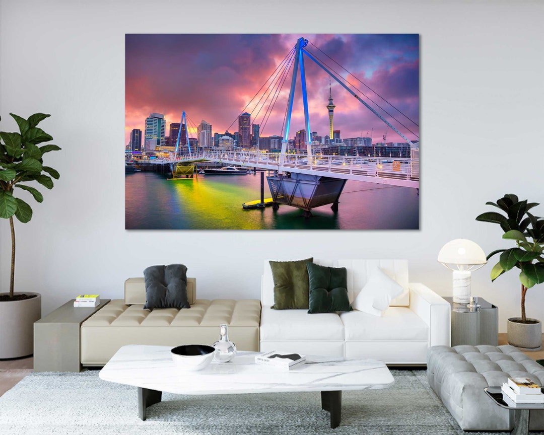 Auckland Cityscape During Sunrise Art Wall Auckland Skyline Canvas ...