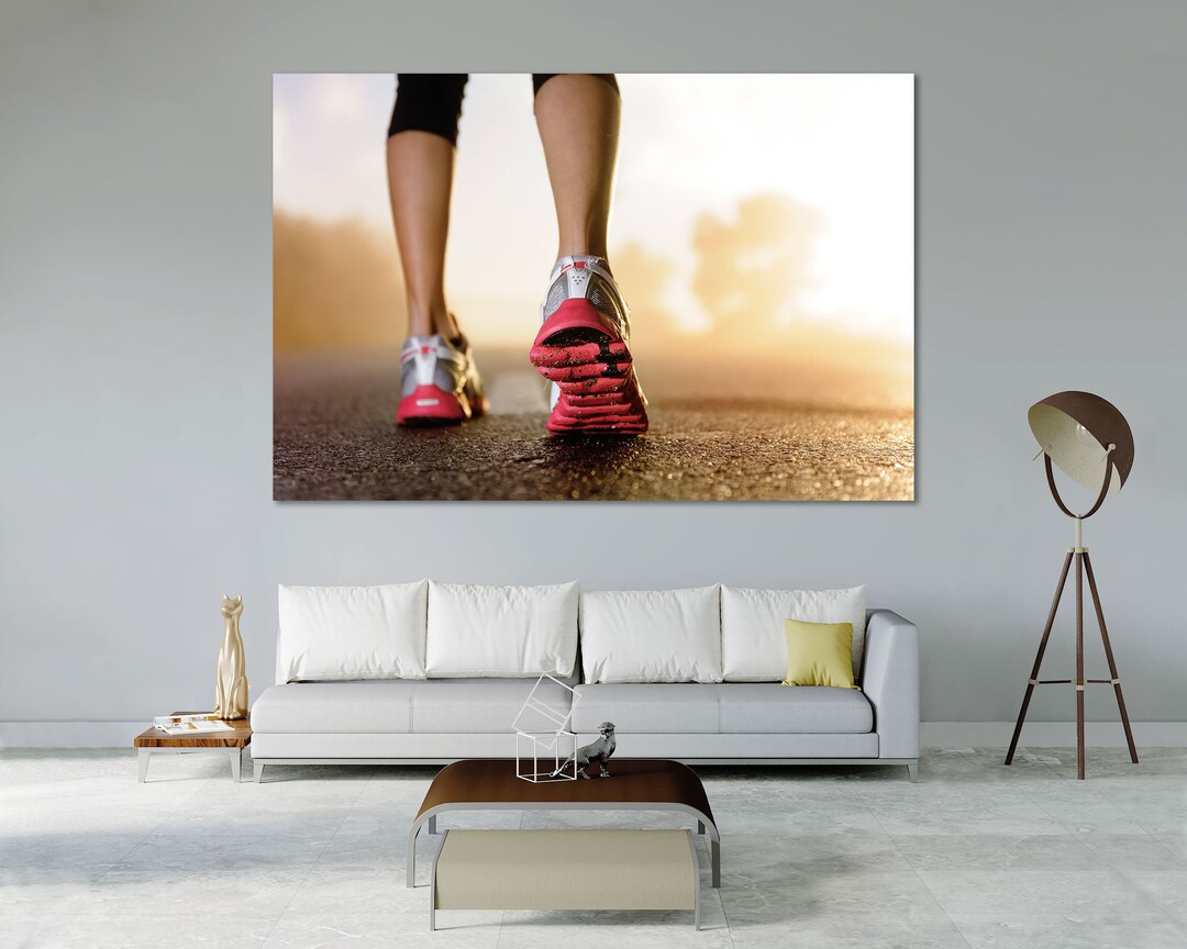 Runner Wall Art – Motivational Canvas Print of Morning Jogging for ...