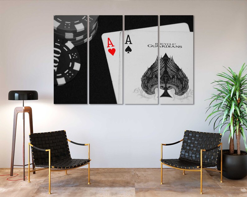 Poker Creative Wall Design Art Cards Painting Decor Gambling | Etsy