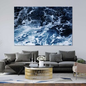 Sea Waves Modern Wall Decor Ocean Waves Stylish Wall for Home Blue Sea ...