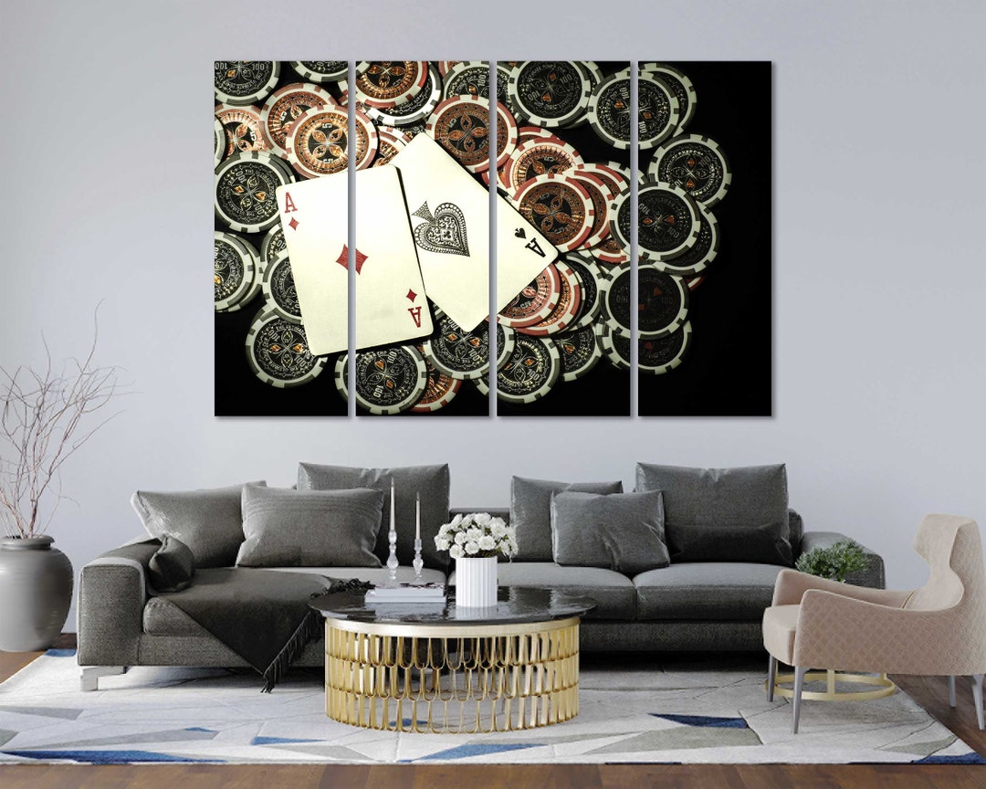 Stylish Poker Art Wall Decor Poker Design Art for Room Poker Chips ...