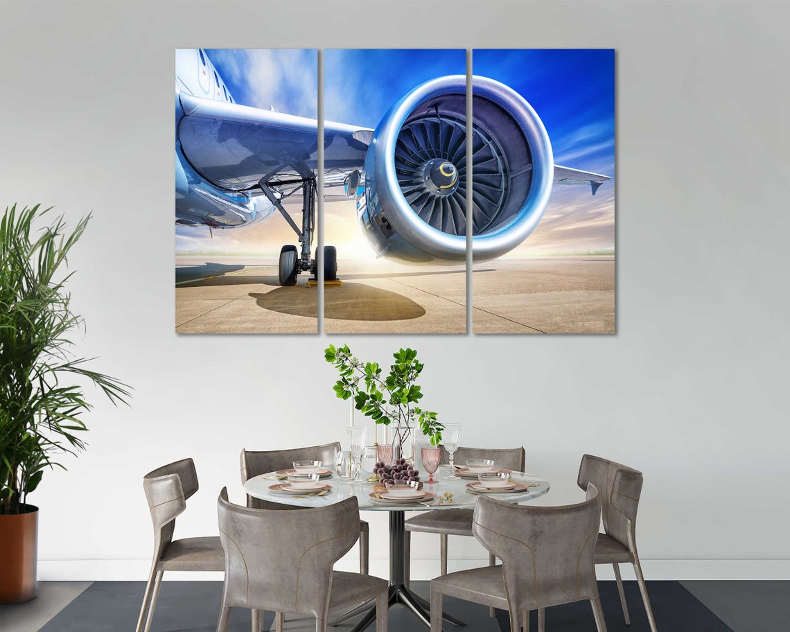 Airliner Wall Art Canvas, Modern Plane Decor for Home Office - Etsy