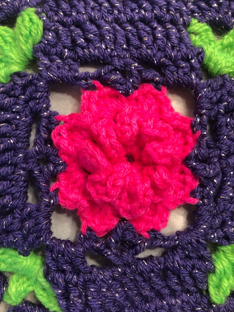 Purple Sparkle and Pink Rose Crocheted Afghan - Etsy