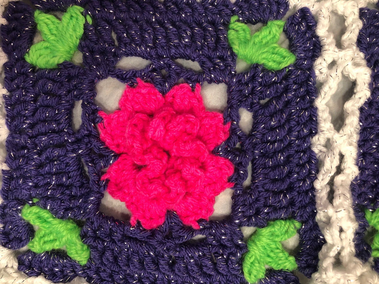Purple Sparkle and Pink Rose Crocheted Afghan - Etsy