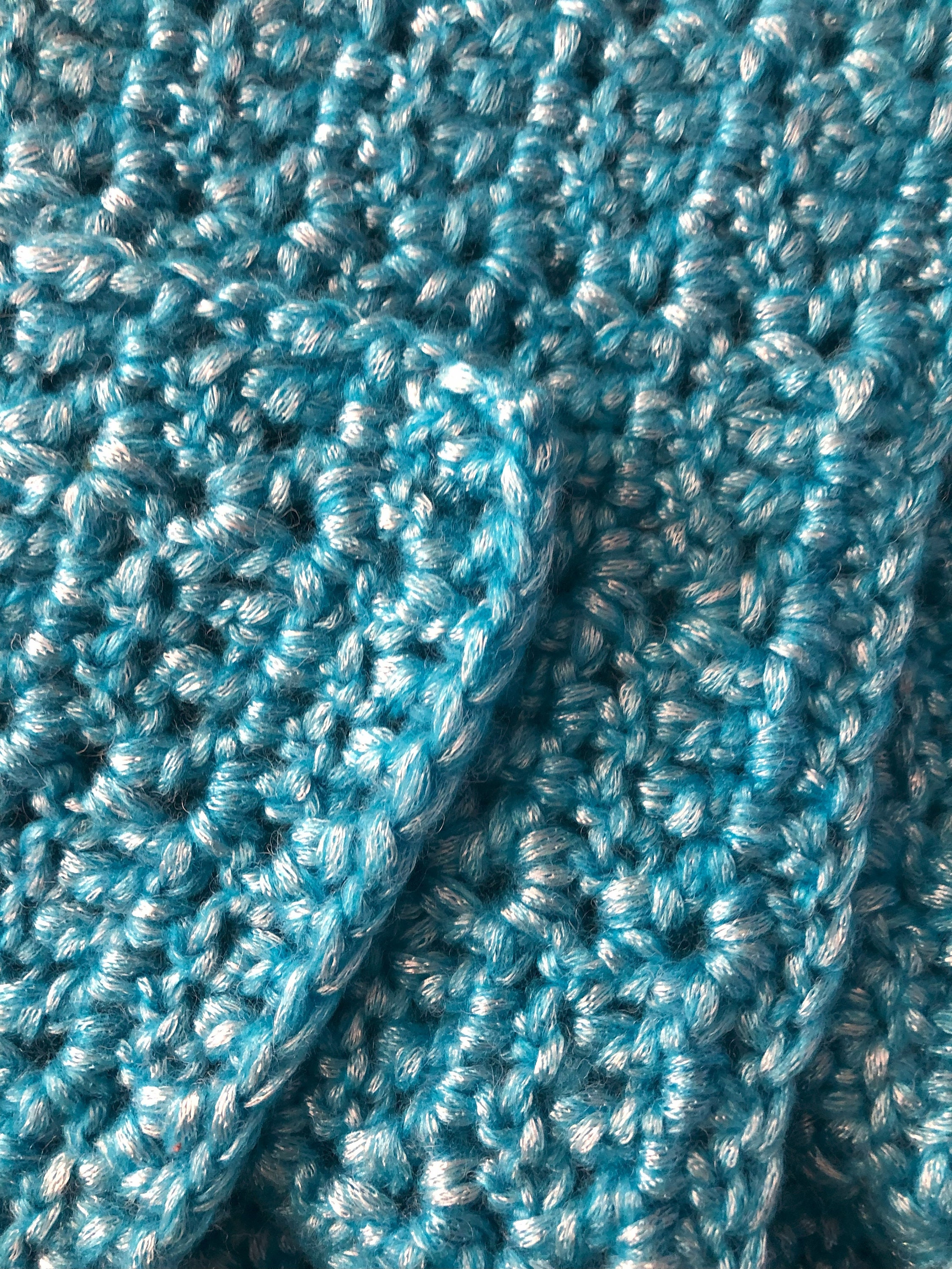 Blue Shimmer Crocheted Afghan Blanket - Etsy