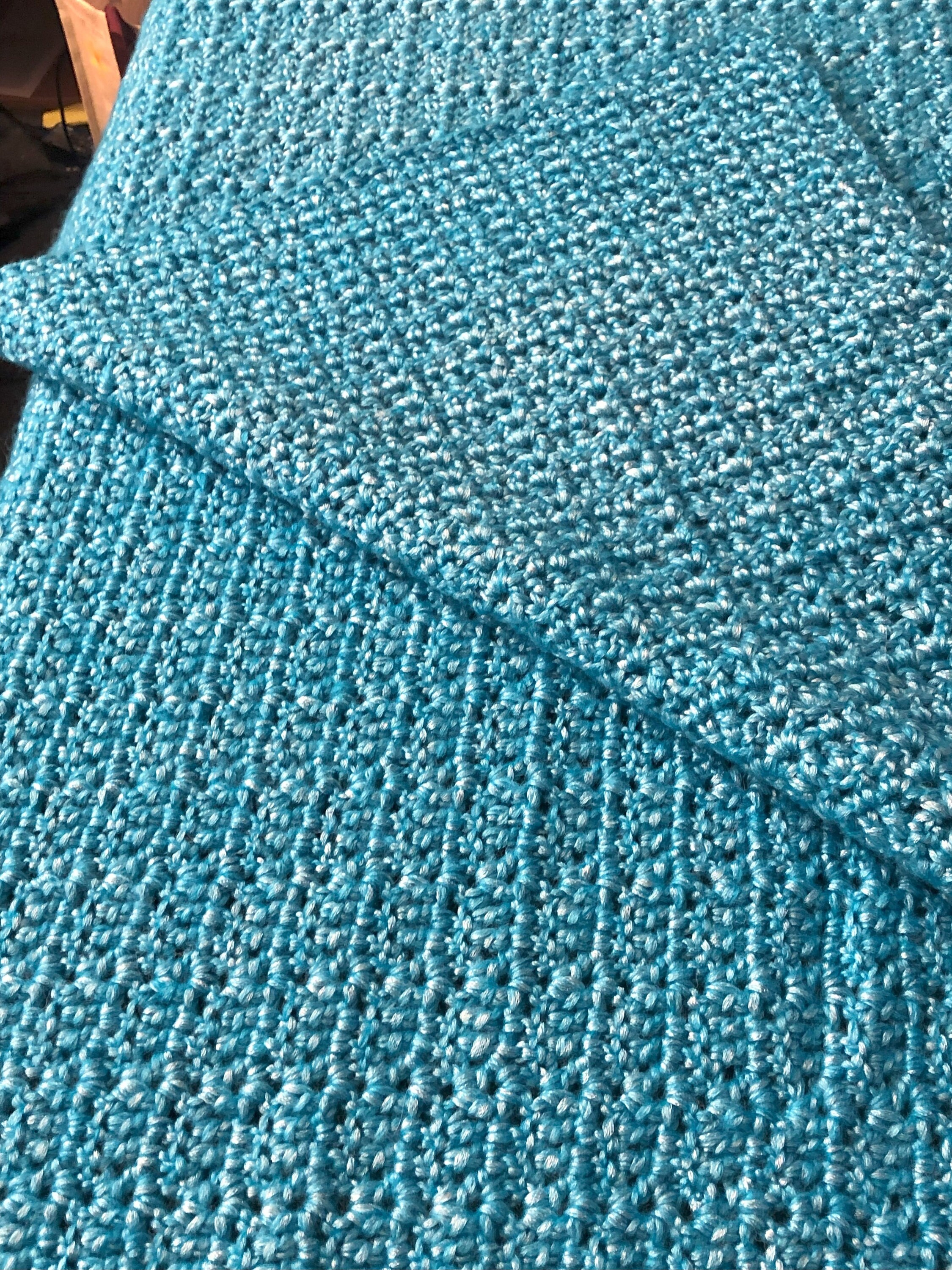 Blue Shimmer Crocheted Afghan Blanket - Etsy