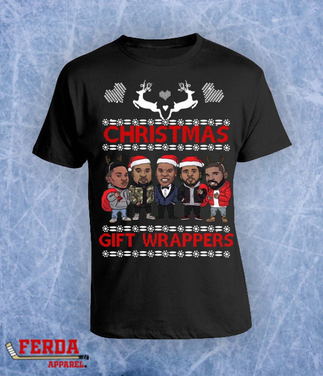 Christmas Gift Rappers Wrapper Ugly Christmas Sweater Xmas Drake Kanye ...