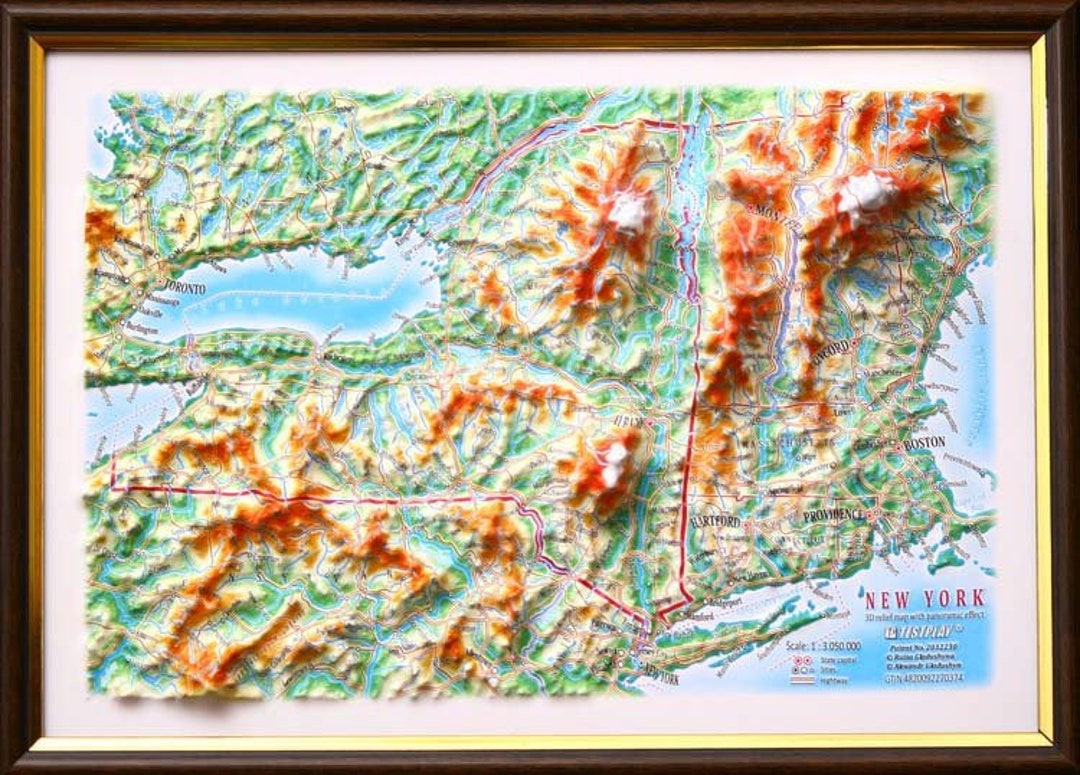 New York Raised Relief Map, 12 X 9 - Etsy