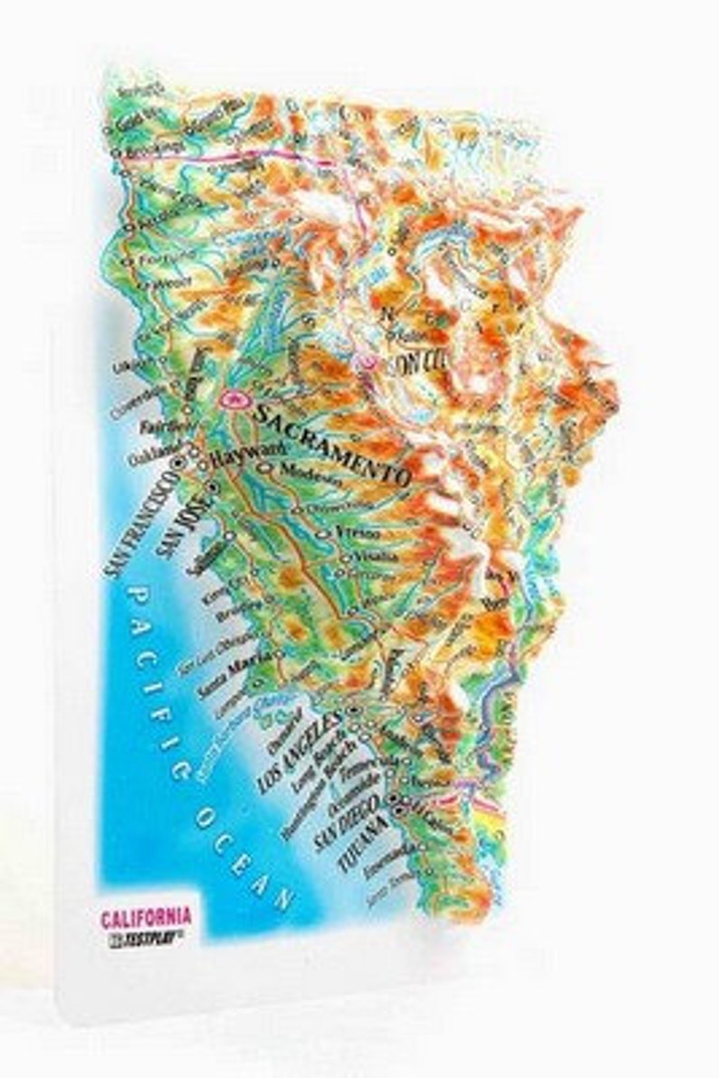California Raised Relief Map, 4 X 6 - Etsy